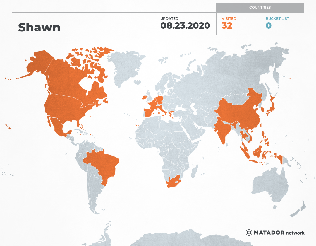 Shawn’s Travel Map – Matador Network