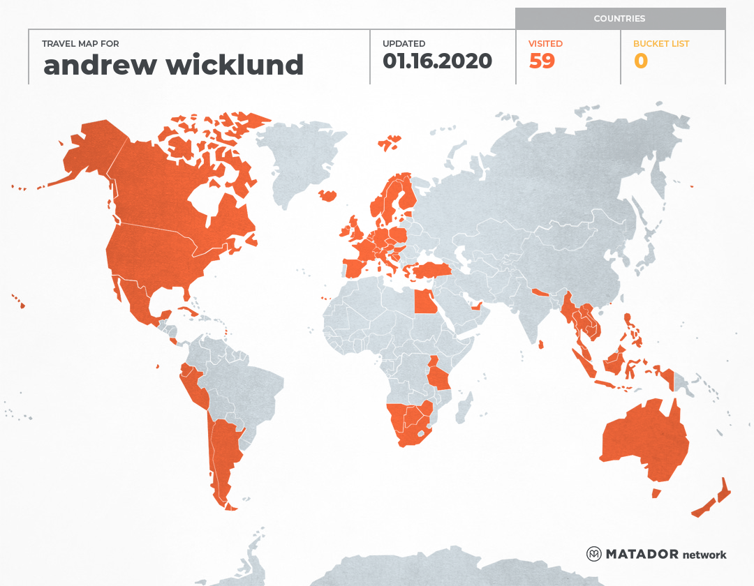 Andrew Wicklund’s Travel Map – Matador Network