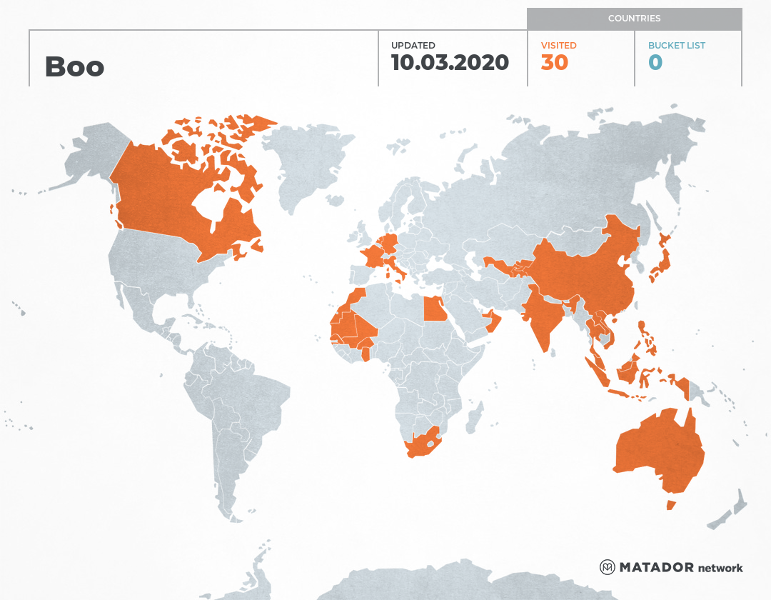 Boo’s Travel Map – Matador Network