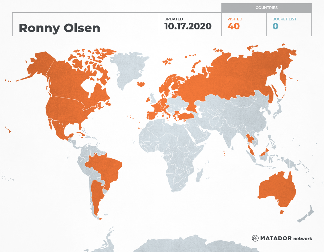 Ronny Olsen’s Travel Map – Matador Network