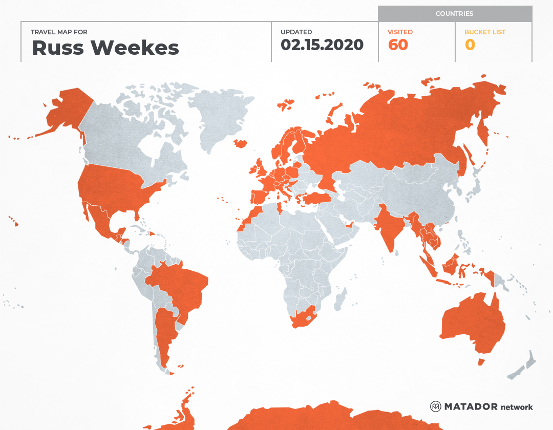 Russ Weekes’s Travel Map – Matador Network