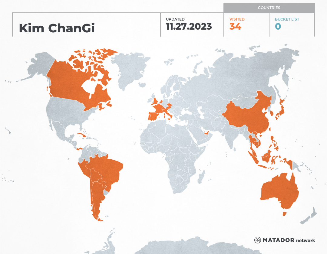 Kim ChanGi’s Travel Map – Matador Network