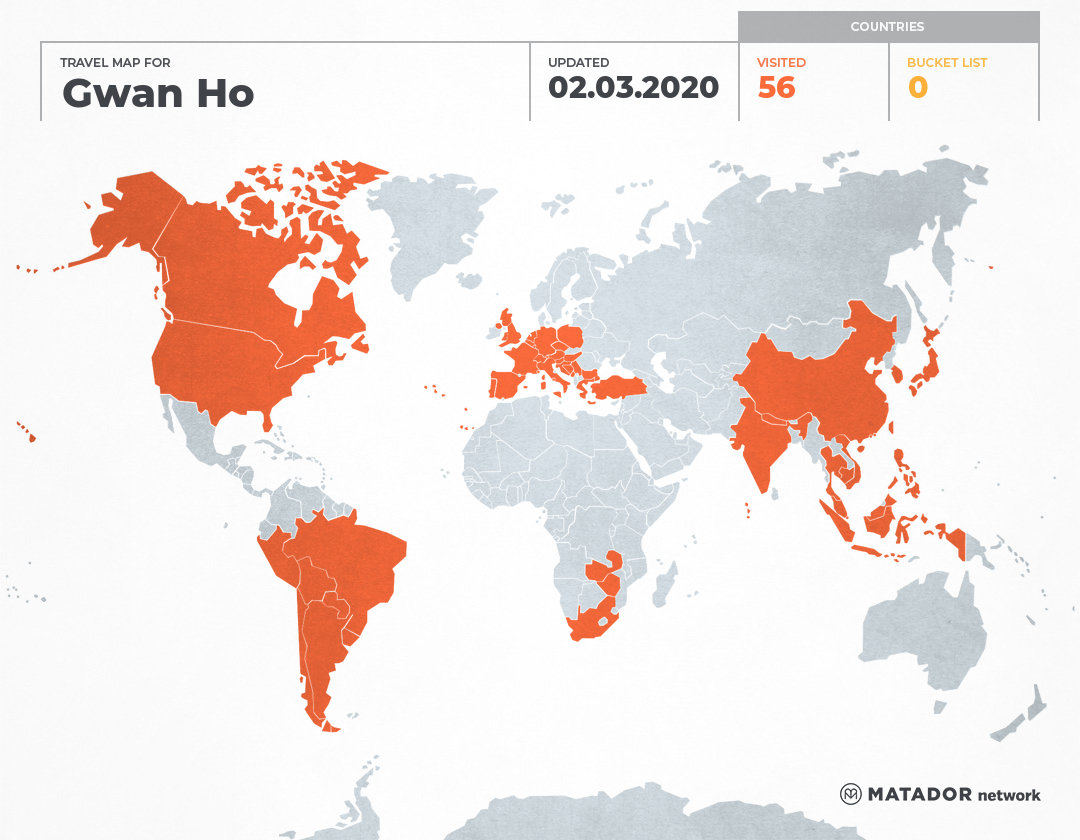 Gwan Ho’s Travel Map – Matador Network