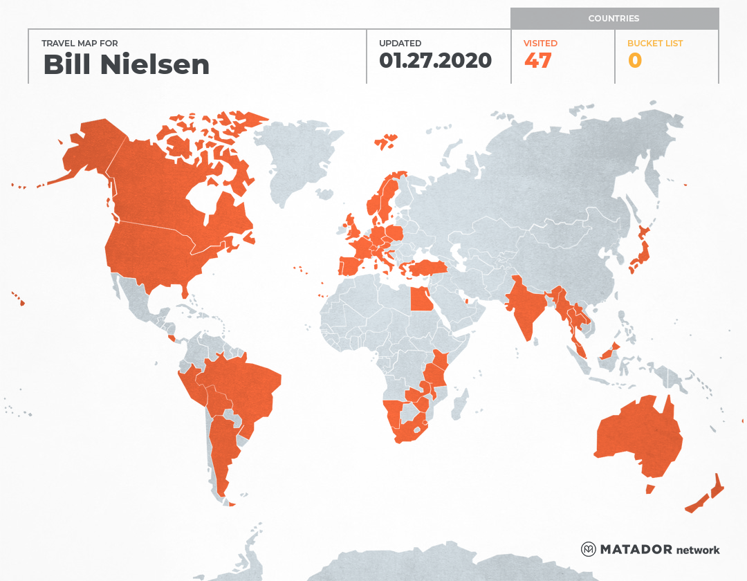 Bill Nielsen’s Travel Map – Matador Network