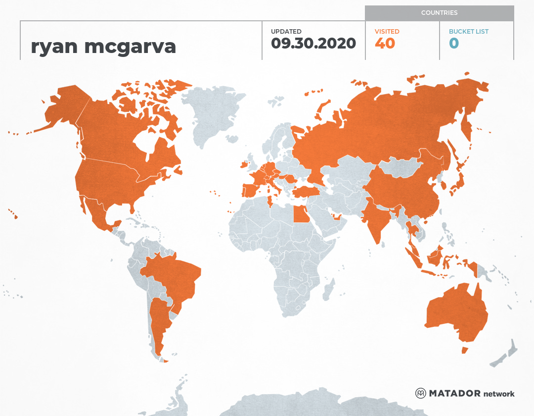 Ryan Mcgarva’s Travel Map – Matador Network