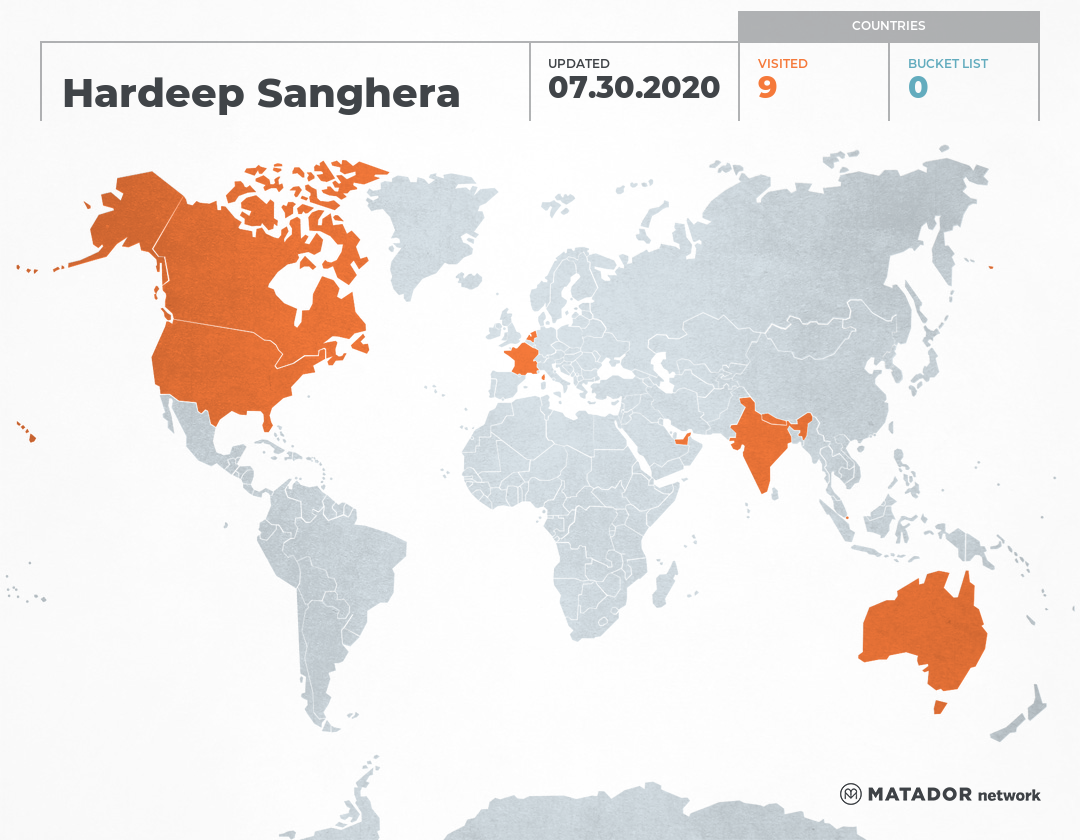 Hardeep Sanghera’s Travel Map – Matador Network