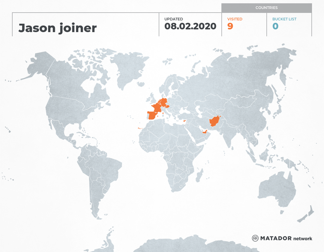 Jason Joiner’s Travel Map – Matador Network