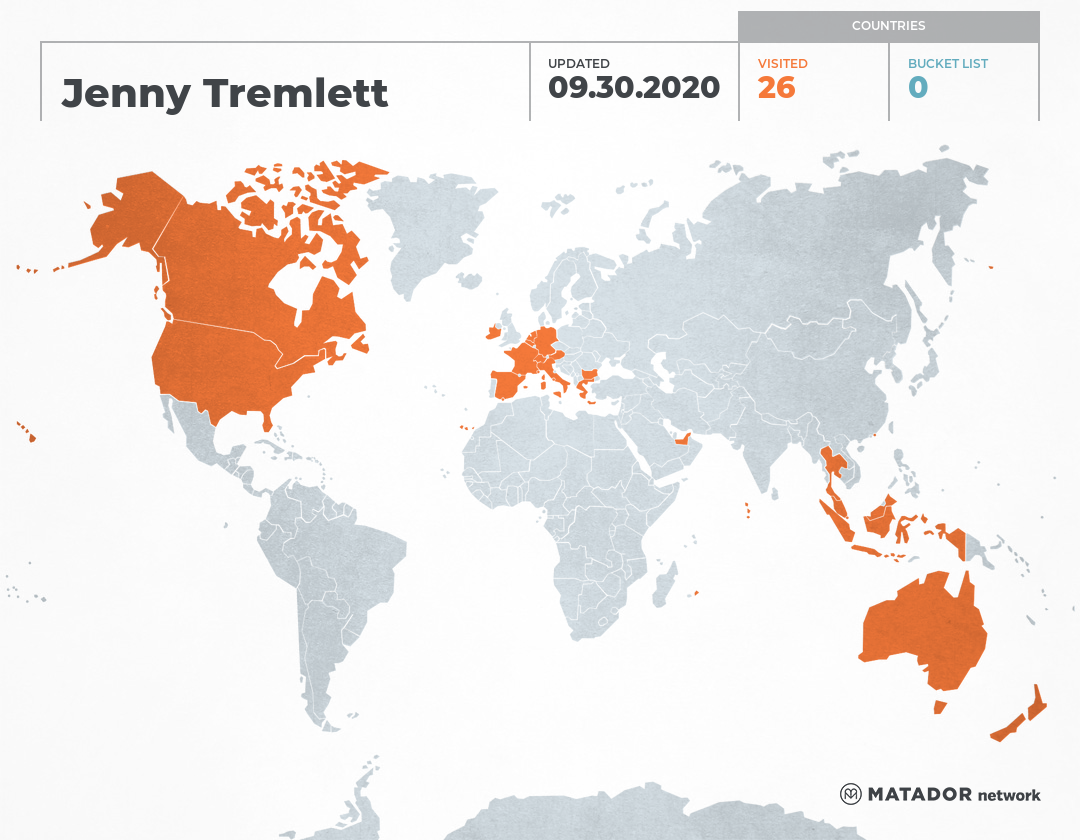 Jenny Tremlett’s Travel Map – Matador Network