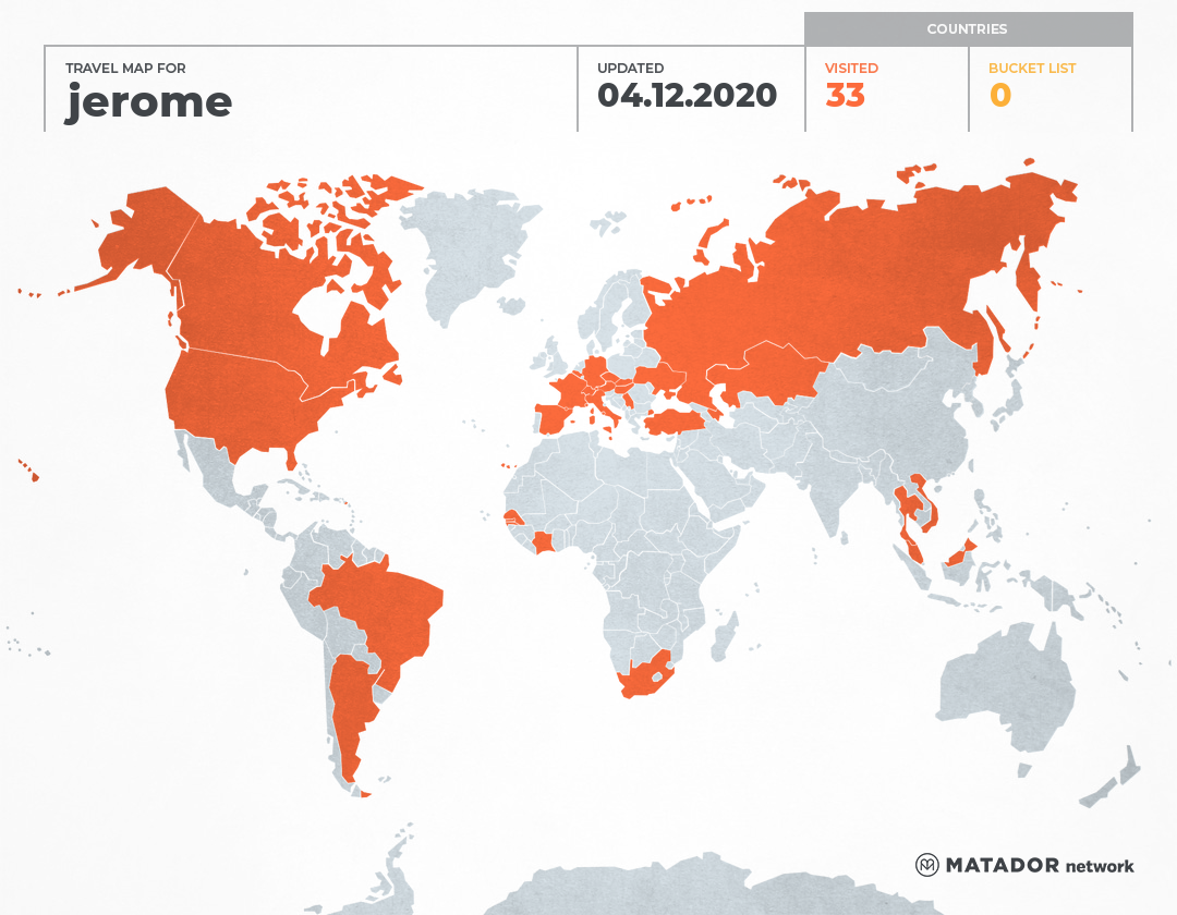 Jerome’s Travel Map – Matador Network