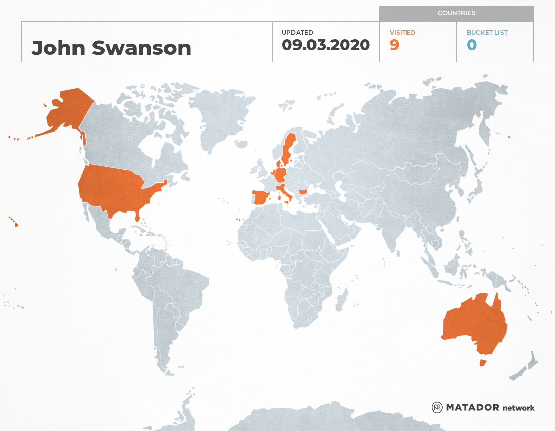 John Swanson’s Travel Map – Matador Network