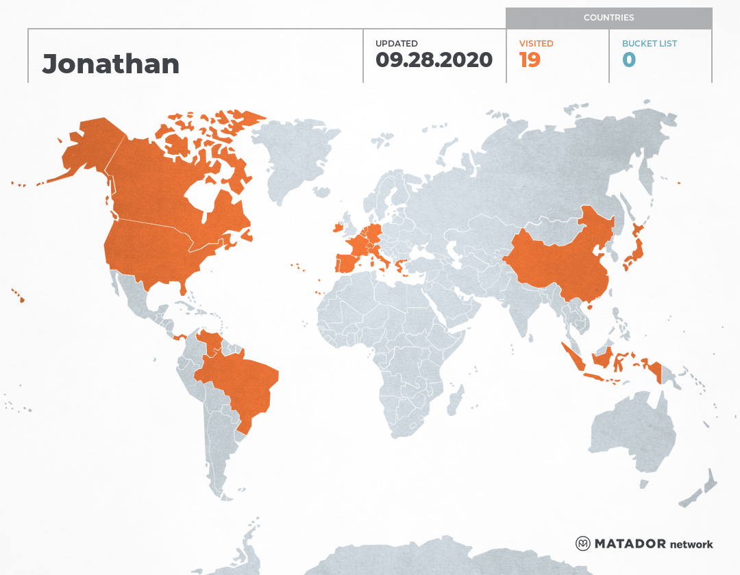 Jonathan’s Travel Map – Matador Network