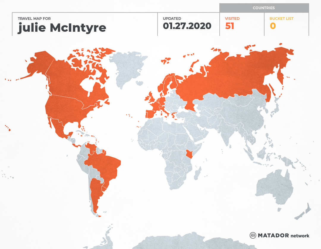 Julie McIntyre’s Travel Map – Matador Network