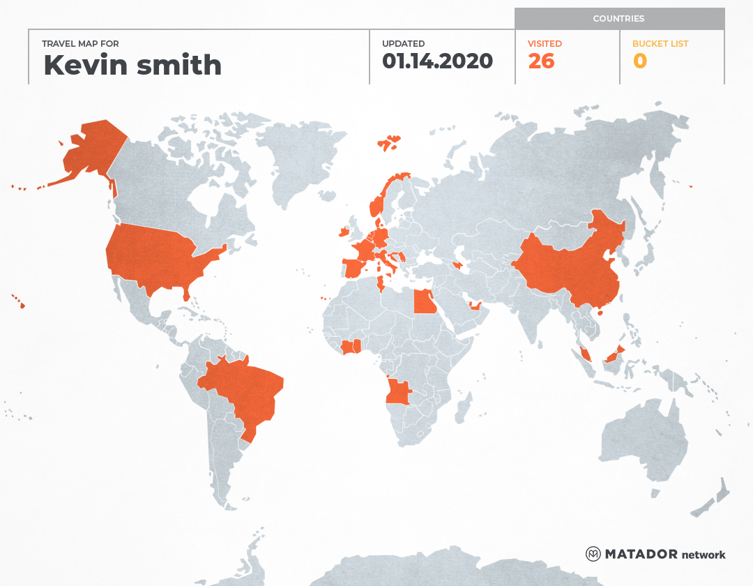 Kevin Smith’s Travel Map – Matador Network