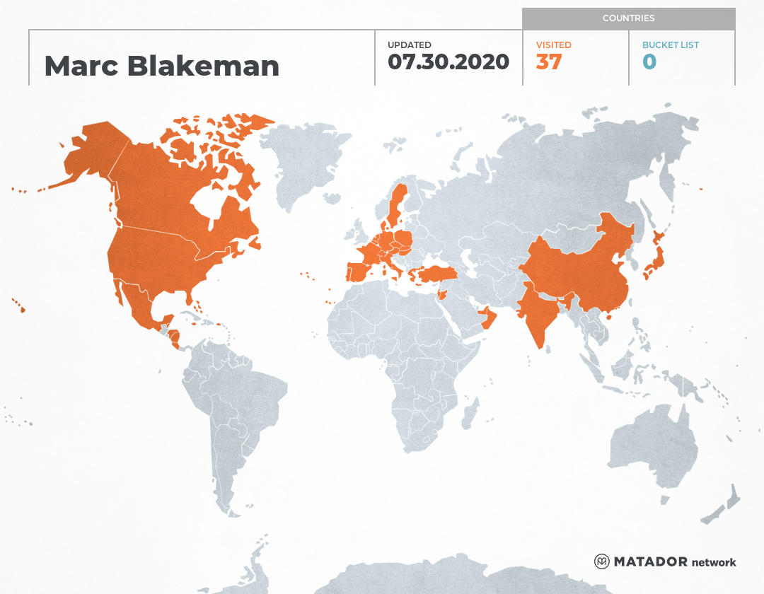 Marc Blakeman’s Travel Map – Matador Network