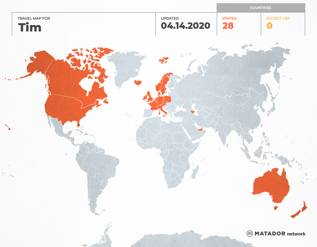 Tim’s Travel Map – Matador Network