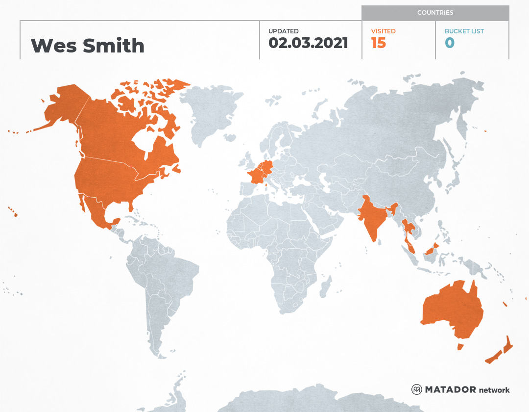 Wes Smith’s Travel Map – Matador Network