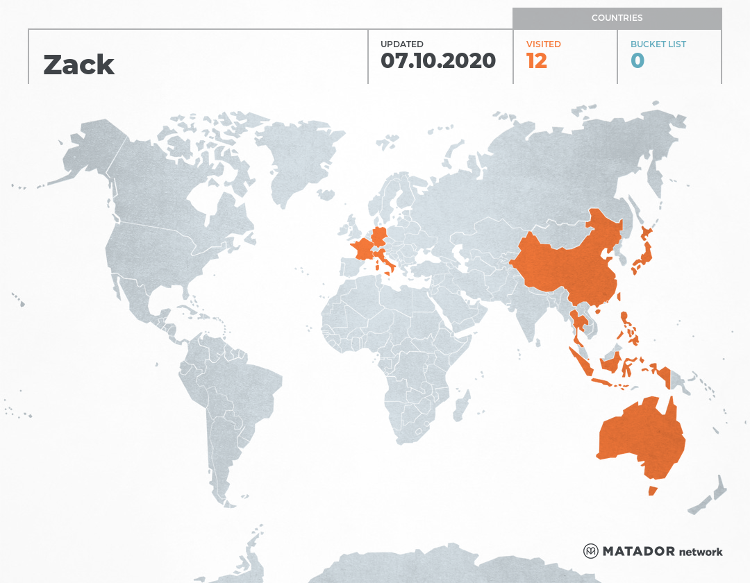 Zack’s Travel Map – Matador Network