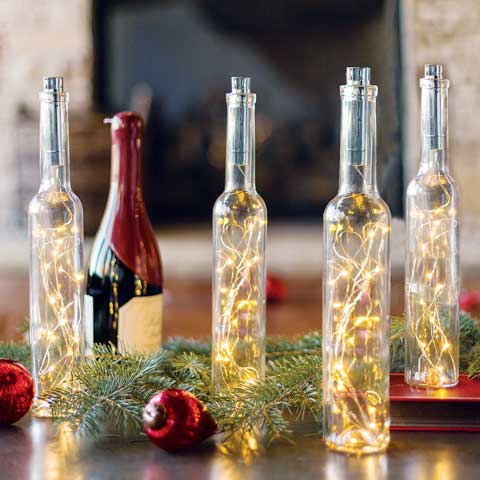 Twinkling Bottle Lights & Gnome Bottle Topper: Olive & Cocoa