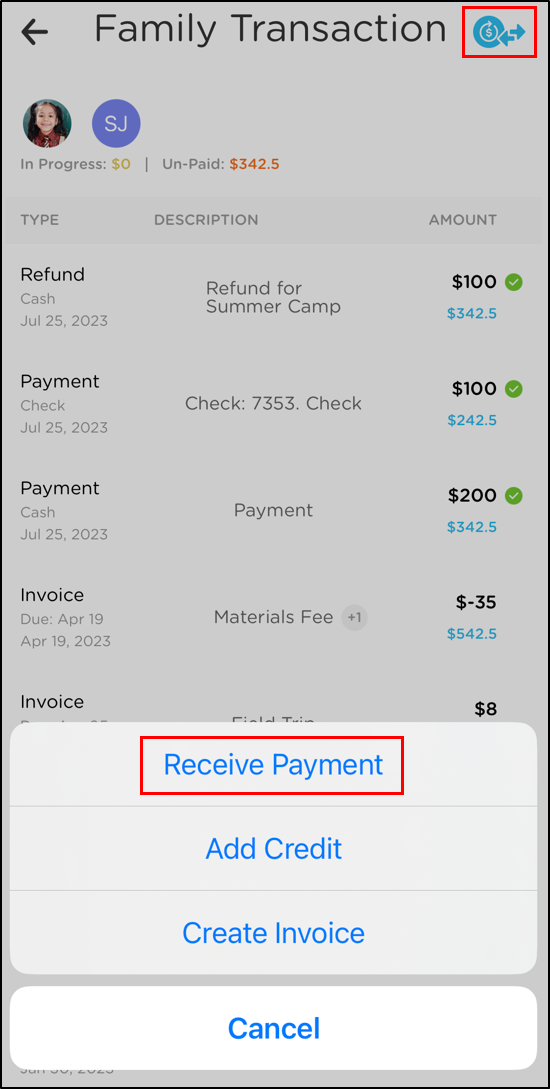 Payments: Receive, Edit, Refund, or Cancel (in app)