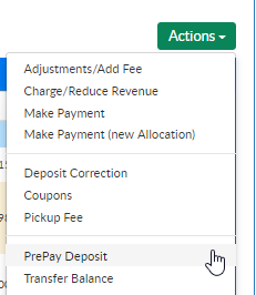 Financial- How to collect a payment for a prepay deposit (security deposit)