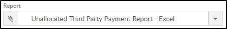 Payments - Unallocated Third Party Payment Report - Excel/PDF