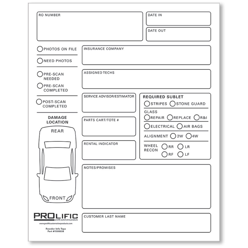 Process Information Grid by PROLific | Auto Body Supply