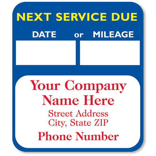 High-Visibility Service Stickers - Next Service Due (Blue)