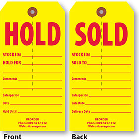 Auto Dealer Sold & Hold Tags | Car Sold Stickers