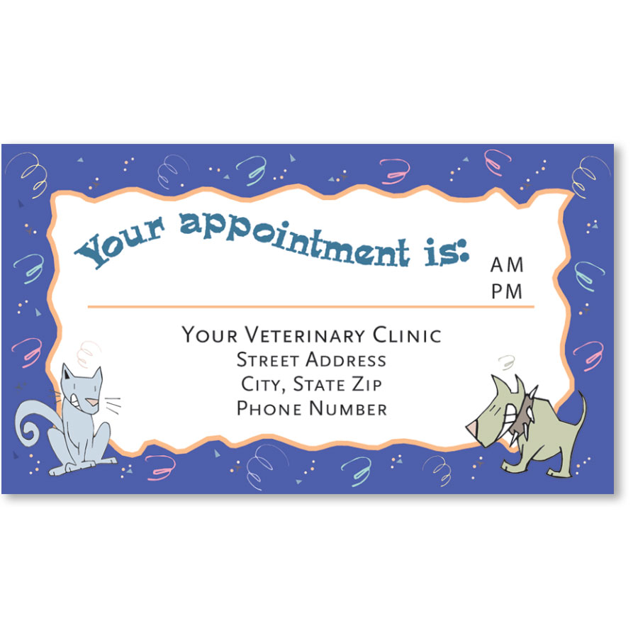 Full-Color Veterinary Appointment Cards - Confetti Pets
