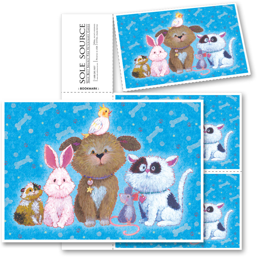 3-Up Laser Veterinary Postcards - Critter Print, Clearance: Sole Source