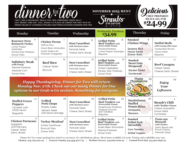 Dinner for Two | Straub's | St Louis Grocery Store