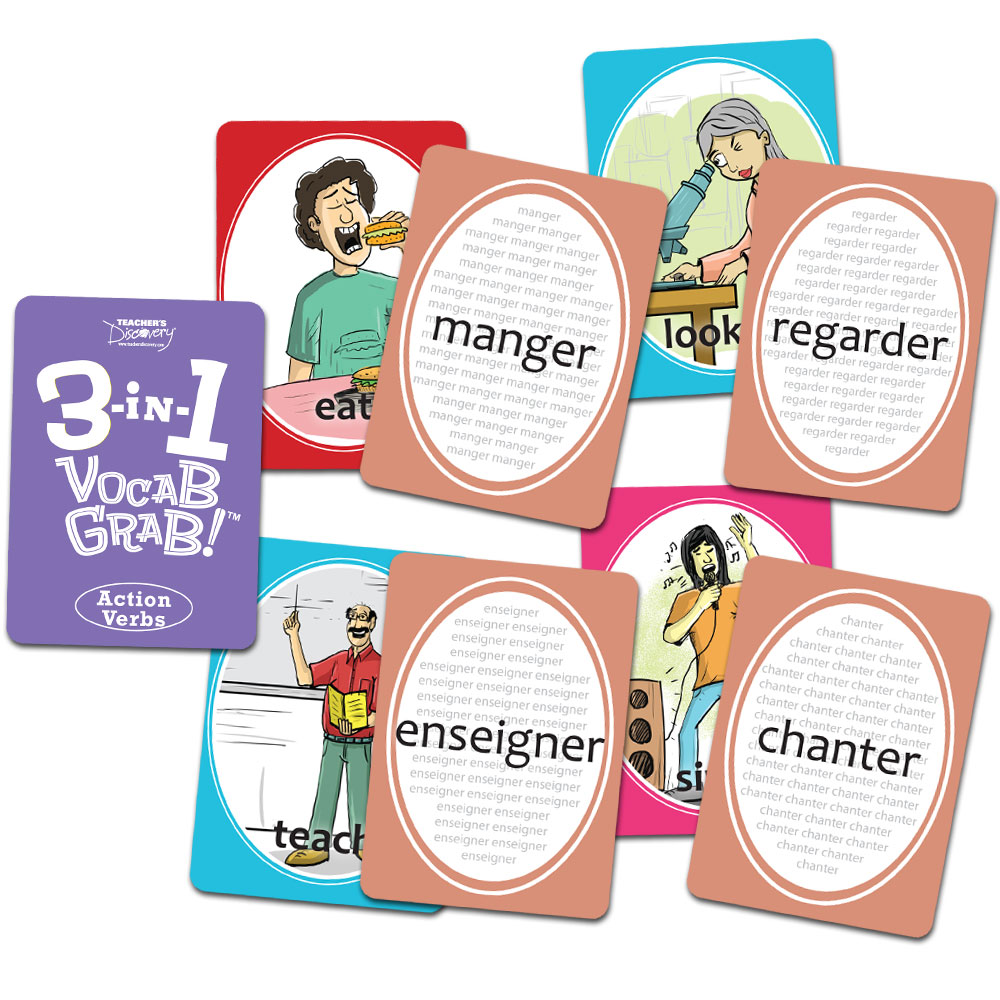 3-in-1 French Vocab Grab Card Games, French: Teacher's Discovery