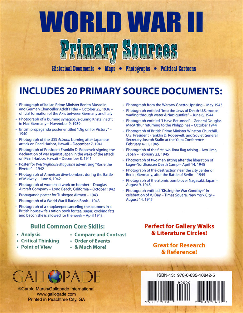 World War II Primary Source Document Set, Social Studies: Teacher's ...