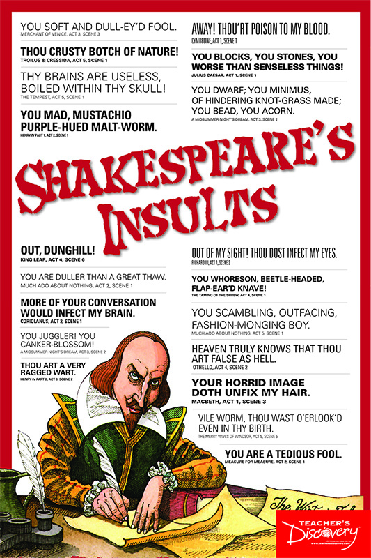 Shakespeare Phrases Insults 2 Poster Set English Teacher s Discovery