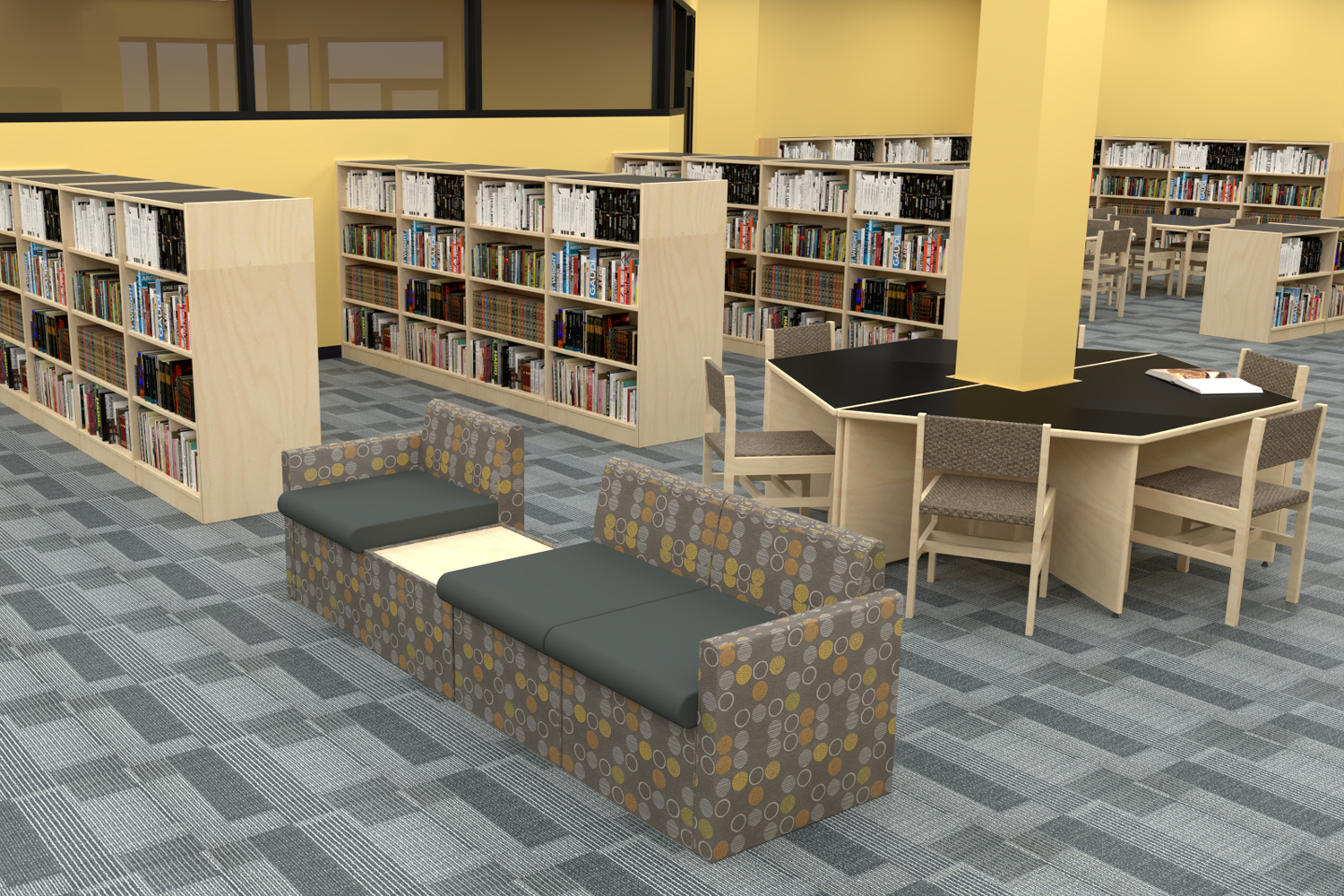 School Library Designs - Energetic and Modern Elementary School Library