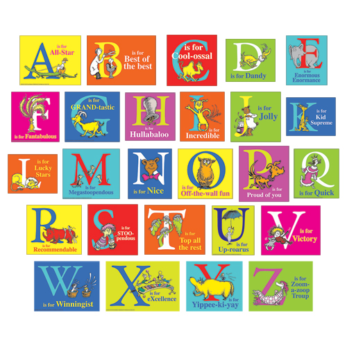 Bulletin Board Decor - Dr. Seuss™ Encouraging and Positive ABC Mini ...
