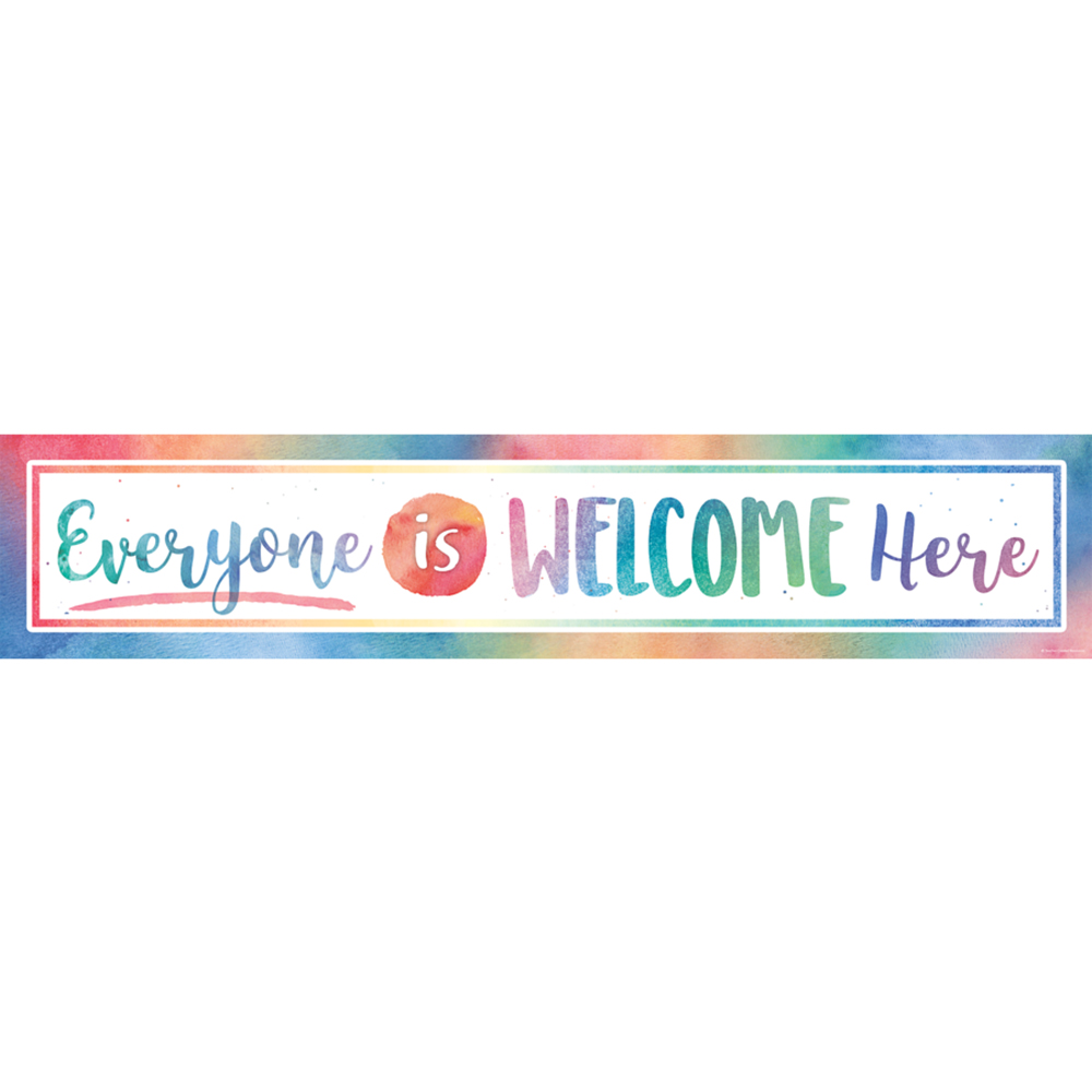 Wall Banners - Watercolor Everyone is Welcome Here Horizontal Banner