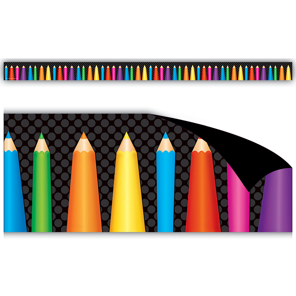 Bulletin Board Decor - Magnetic Border - Colored Pencils