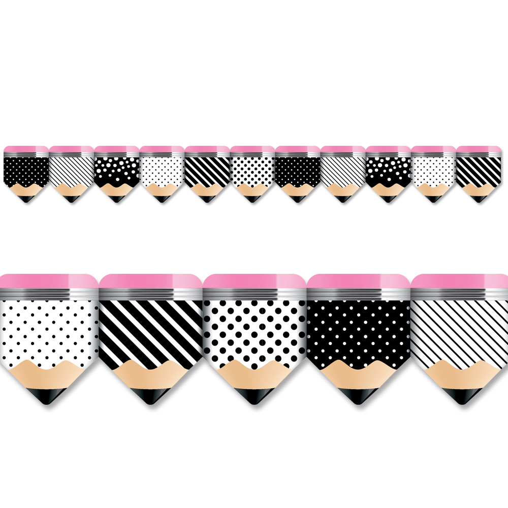 Bulletin Board Decor - Striped & Spotted Pencils EZ Border