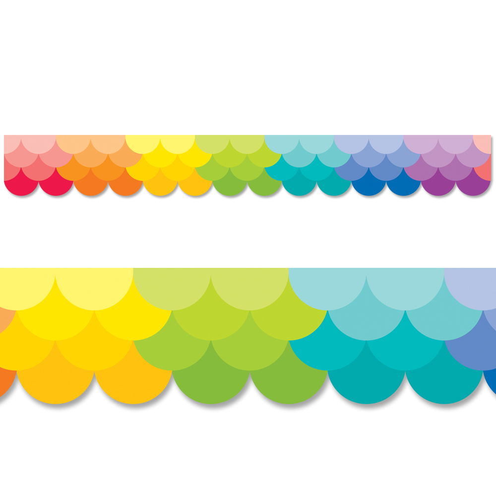 Bulletin Board Decor - Ombre Rainbow Scallops EZ Border