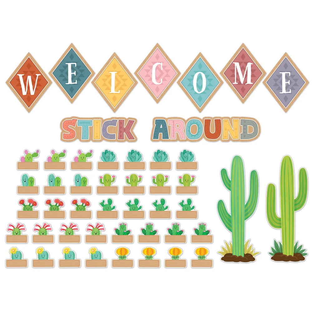 Bulletin Board Decor - Happy Cactus Crew Welcome Bulletin Board Set