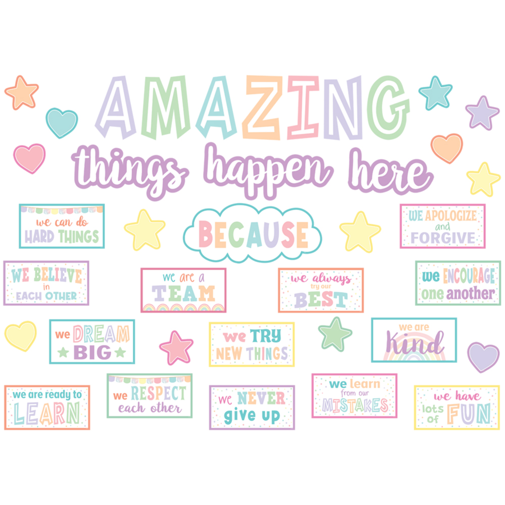 Bulletin Board Decor - Pastel Pop Amazing Things Happen Here Bulletin Board