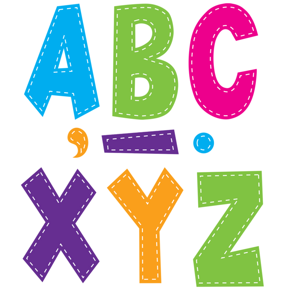 Bulletin Board Decor - Multi Bright Stitch Fun Font Bulletin Board ...