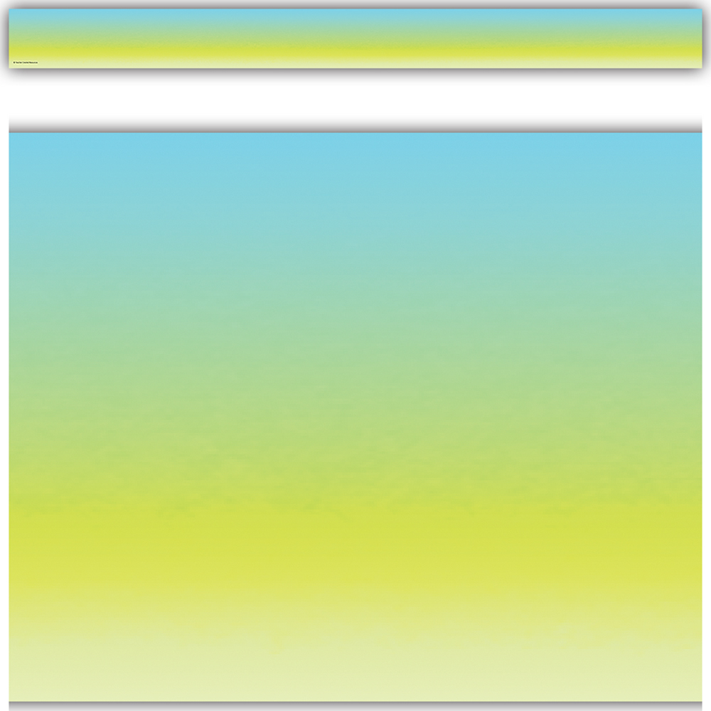 Bulletin Board Decor - Aqua and Lime Color Wash Straight Border Trim