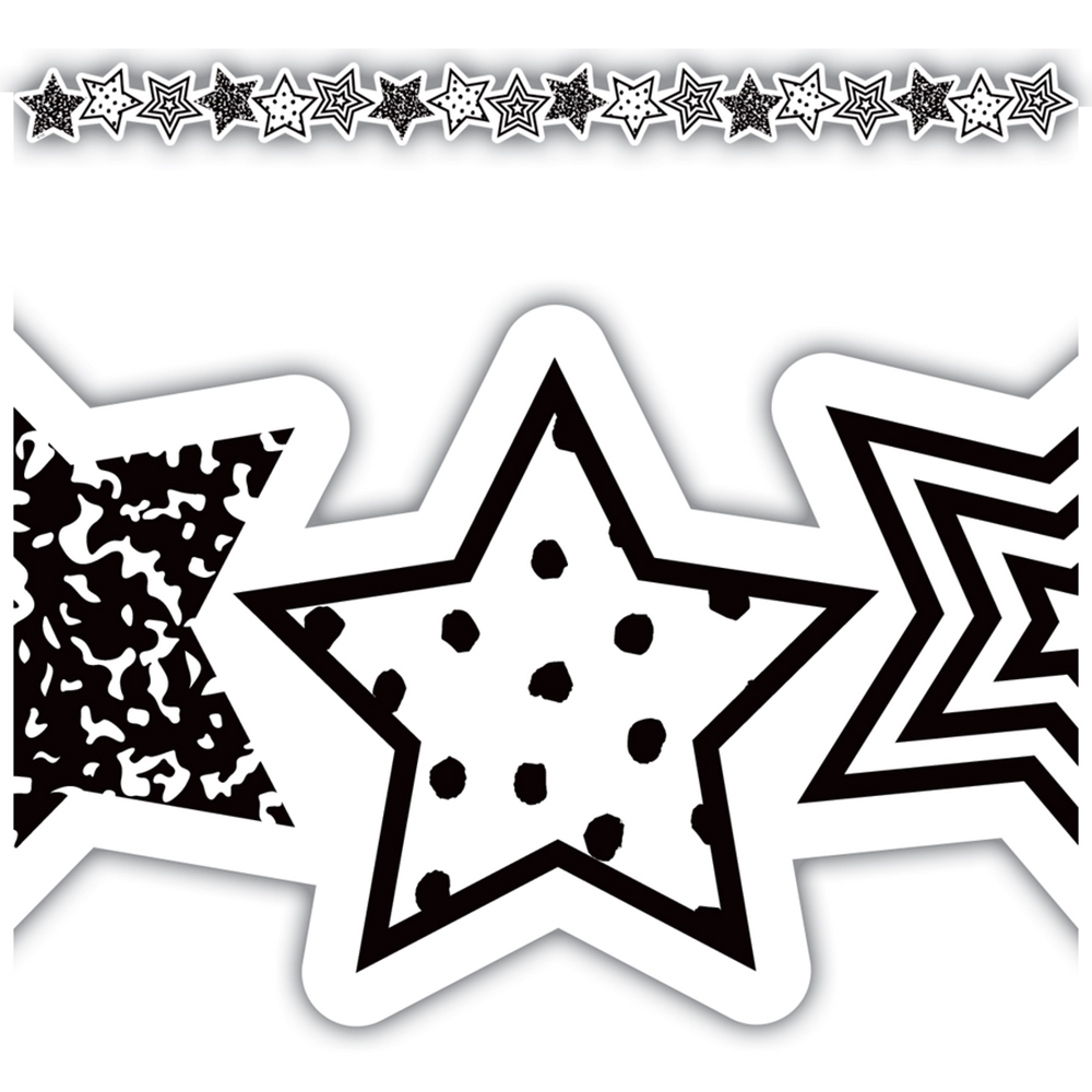 Bulletin Board Decor - Black and White Stars Die-Cut Border Trim