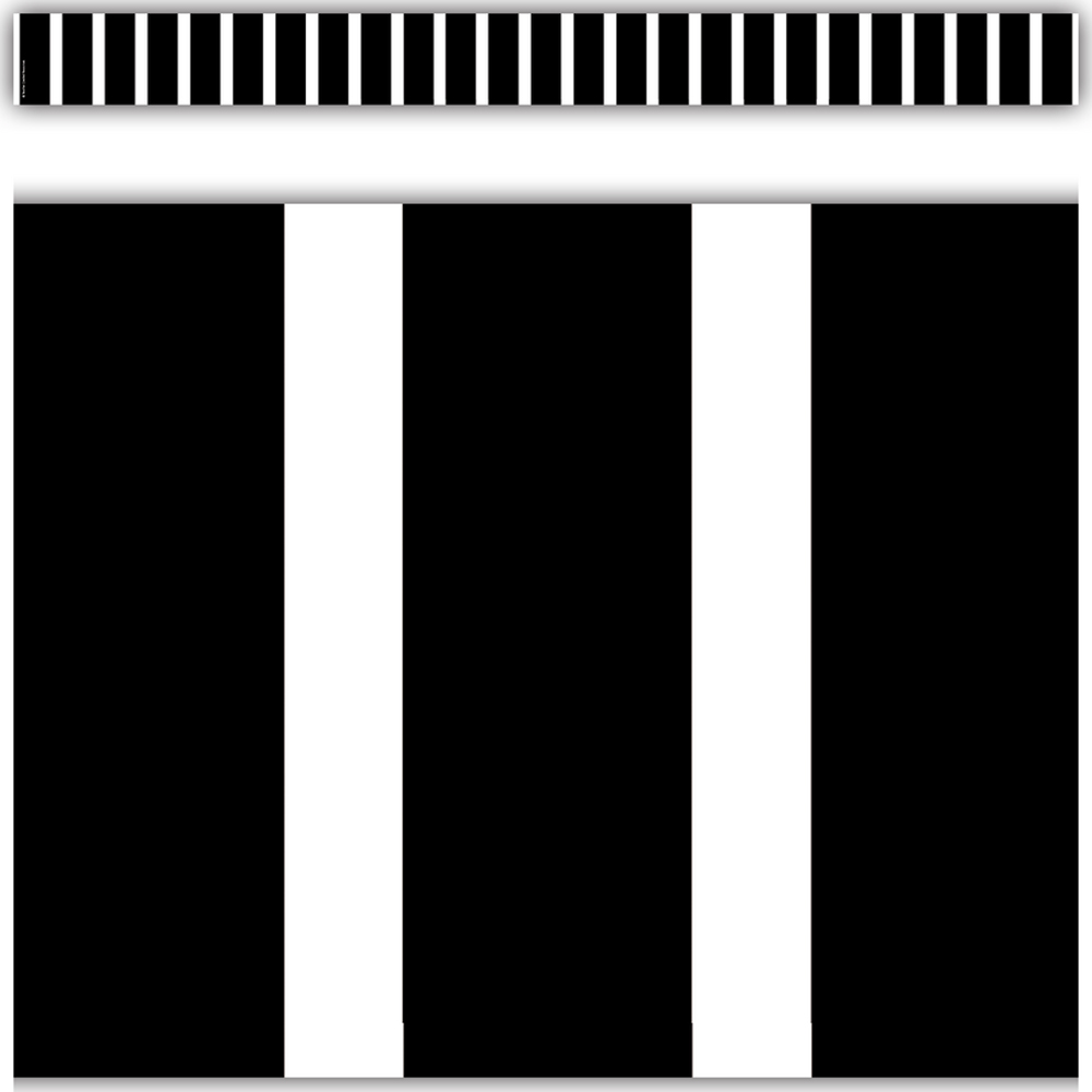 Bulletin Board Decor - Black and White Vertical Stripes Straight Border ...