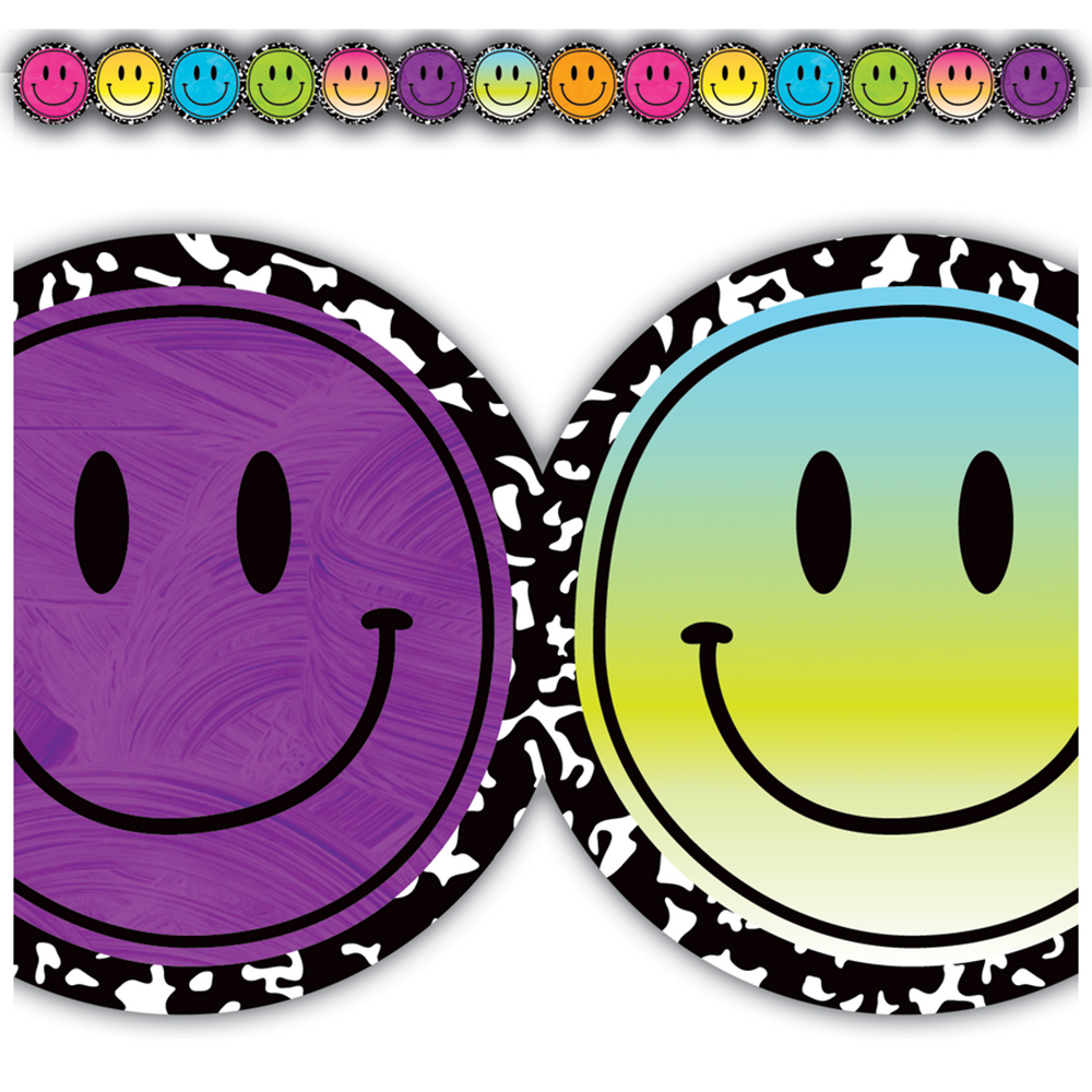 Bulletin Board Decor - Brights 4Ever Smiley Faces Die-Cut Border Trim