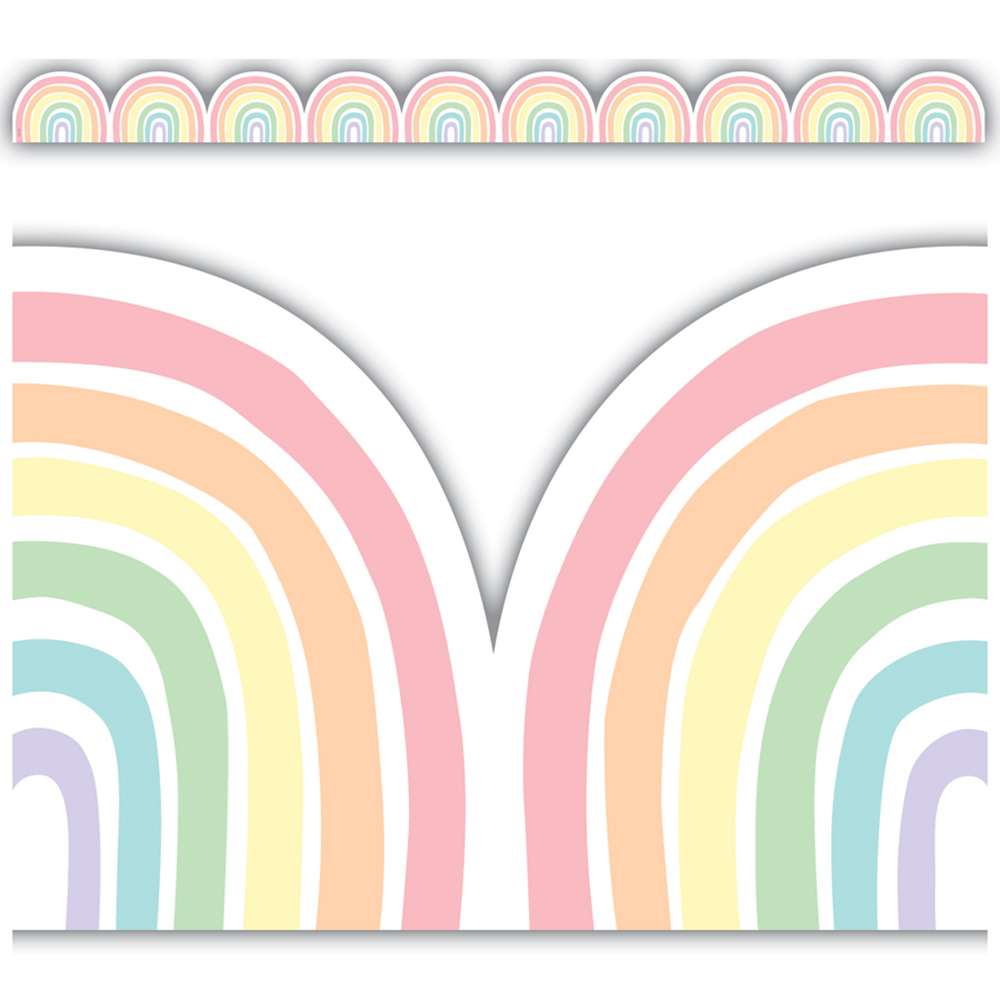 Bulletin Board Decor - Pastel Pop Rainbows Die-Cut Border Trim