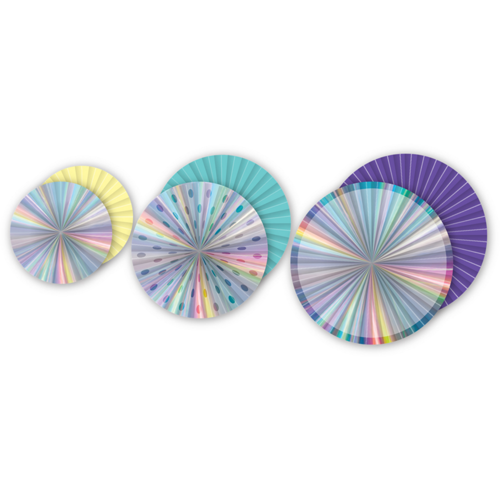 Bulletin Board Decor - Iridescent Hanging Paper Fans