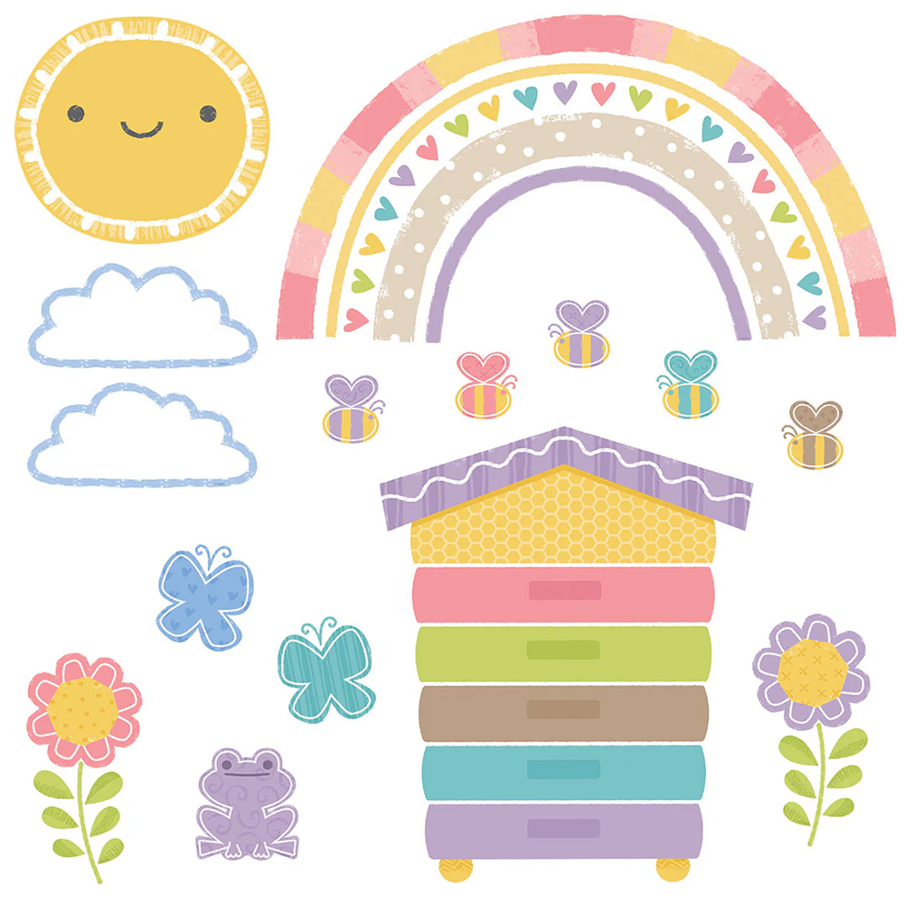Bulletin Board Decor - Rainbow Garden Bulletin Board Set